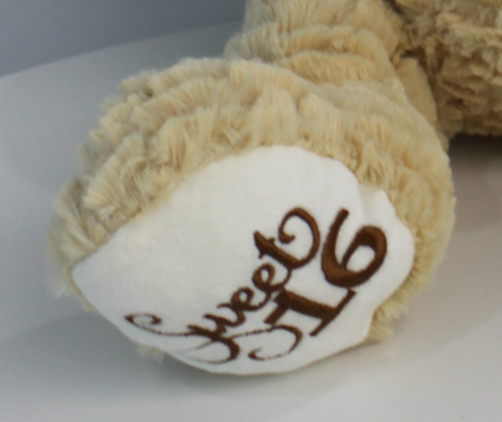 20" Sweet 16 Light Brown Bear With Embroidery "Sweet 16"- B16632A-1 Wh ...
